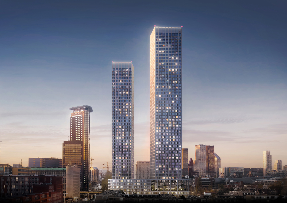 Mecanoo designs a harmonious ensemble of two towers in The Hague > Mecanoo