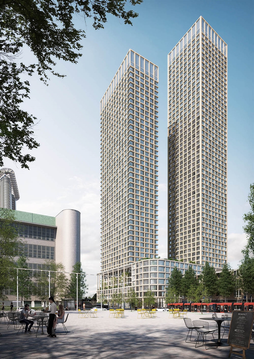 Mecanoo designs a harmonious ensemble of two towers in The Hague > Mecanoo